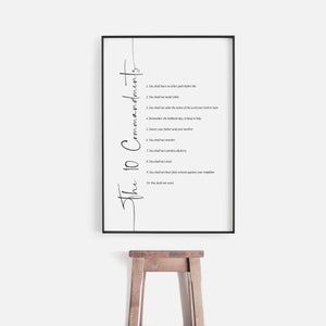 10 Commandments Bible Scripture Art, Printed Christian Wall Art ...