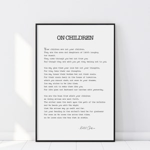 On Children Poem by Kahlil Gibran Quote the Prophet, Home Decor Wall ...