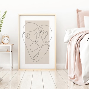 Couple One Line Art, Love Line Wall Art , Modern Minimal Wall Art ...