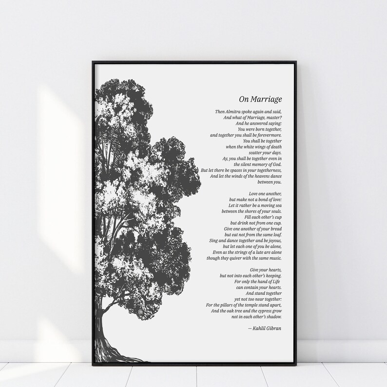 On Marriage Poem by Kahlil Gibran Quote the Prophet, Home Decor Wall ...