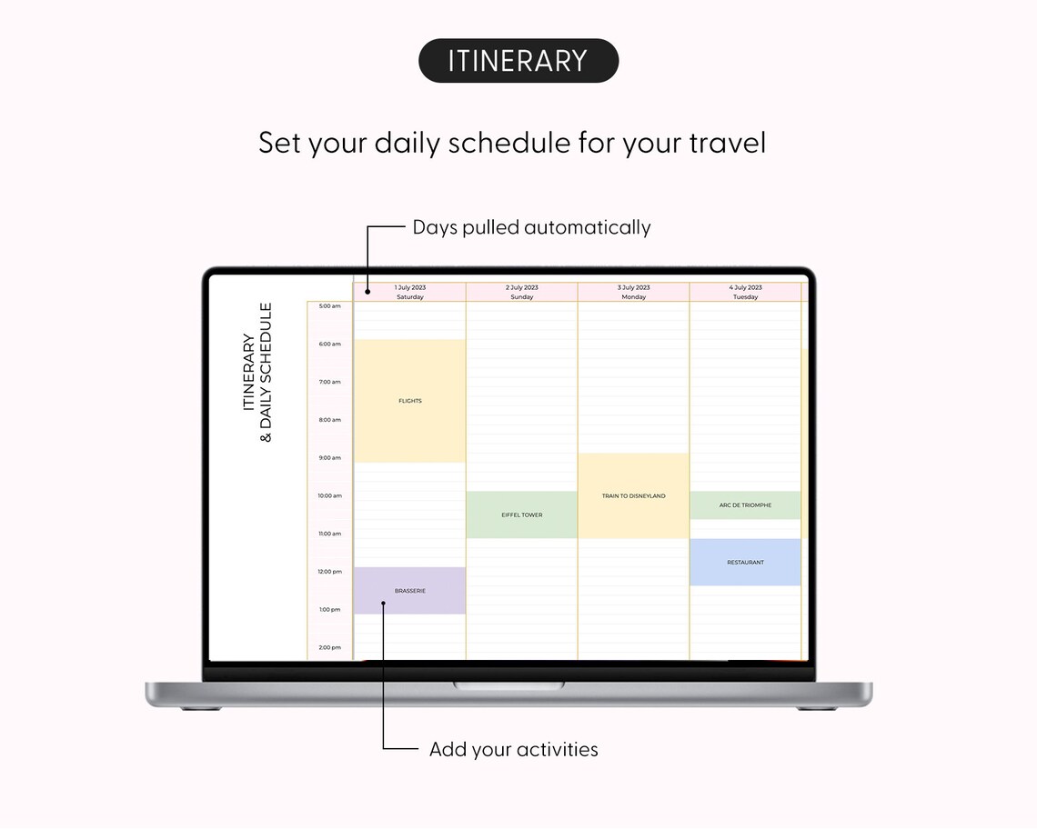 Travel Spreadsheet Template, Group Travel Planner, Travel Itinerary ...