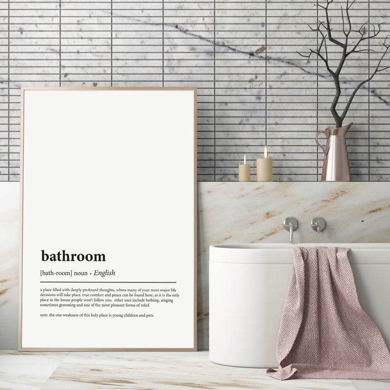 Bathroom Definition Print, Funny Bathroom Wall Art, Guest Bathroom ...