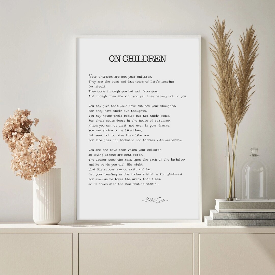 On Children Poem by Kahlil Gibran Quote the Prophet, Home Decor Wall ...