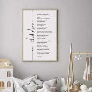 On Children Poem by Kahlil Gibran Quote the Prophet, Home Decor Wall ...