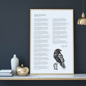 The Raven Poem Wall Art, Literary Art Print, Edgar Allan Poe Art, Book ...