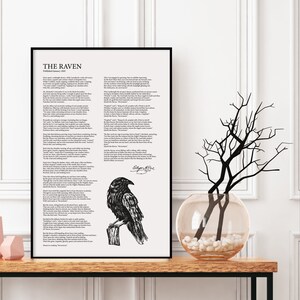 The Raven Poem Wall Art, Literary Art Print, Edgar Allan Poe Art, Book ...