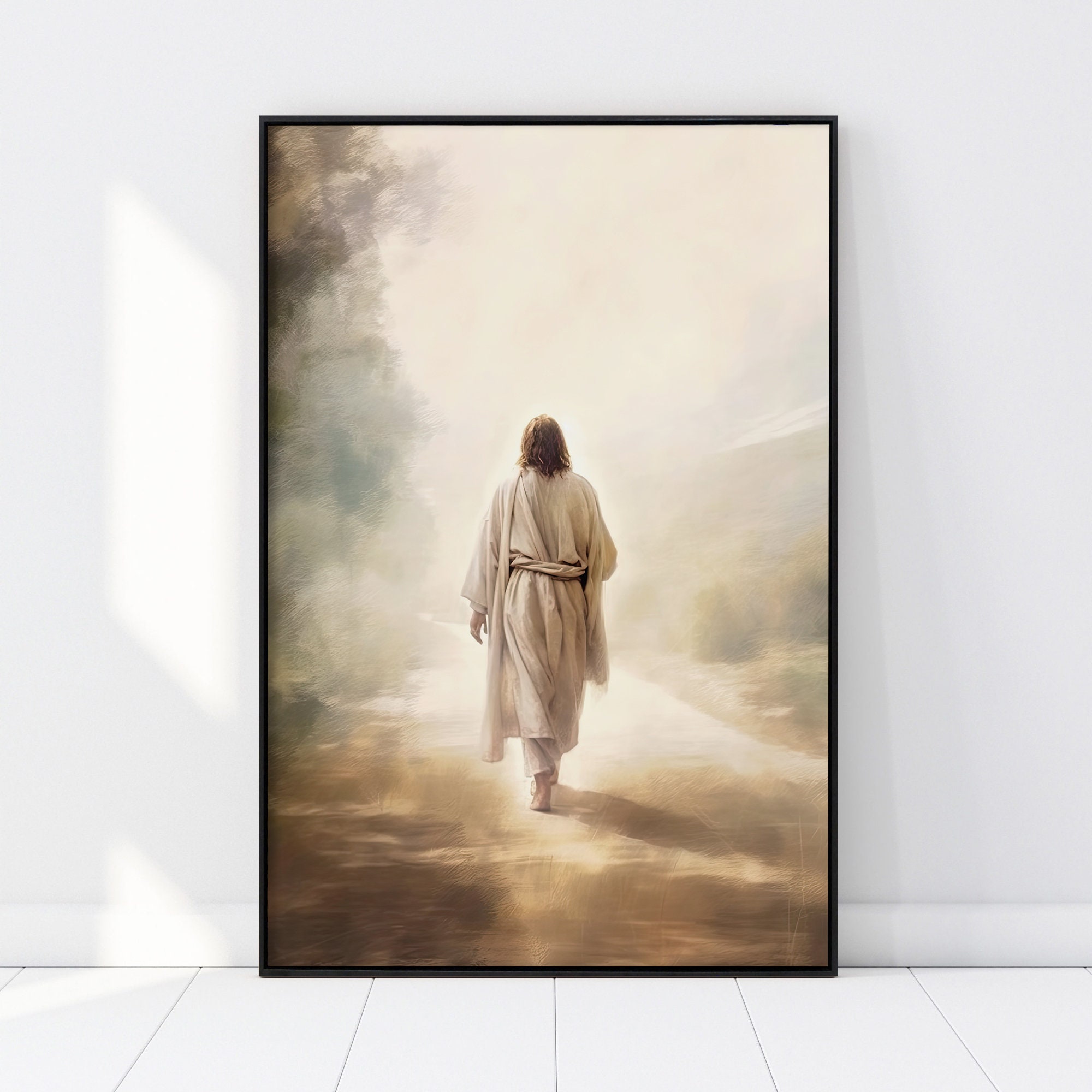 Jesus on the Path Wall Art, Lost Sheep, Christian Wall Art, Spiritual ...