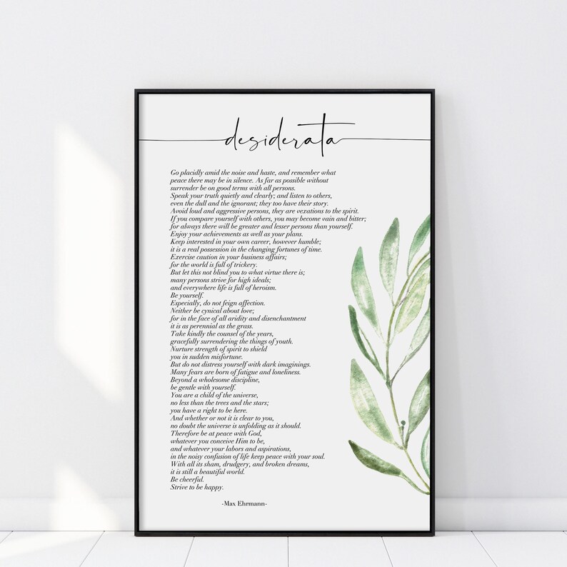 Desiderata Max Ehrmann Print Literature Print Inspirational - Etsy