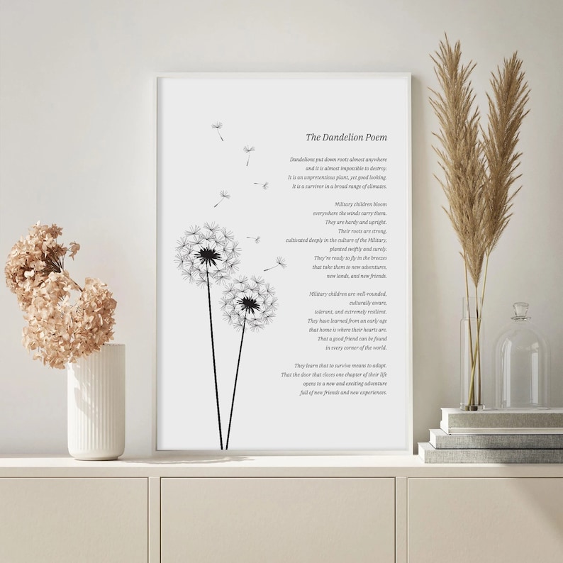 The Dandelion Poem, Official Flower, Military Child, Military Decor ...