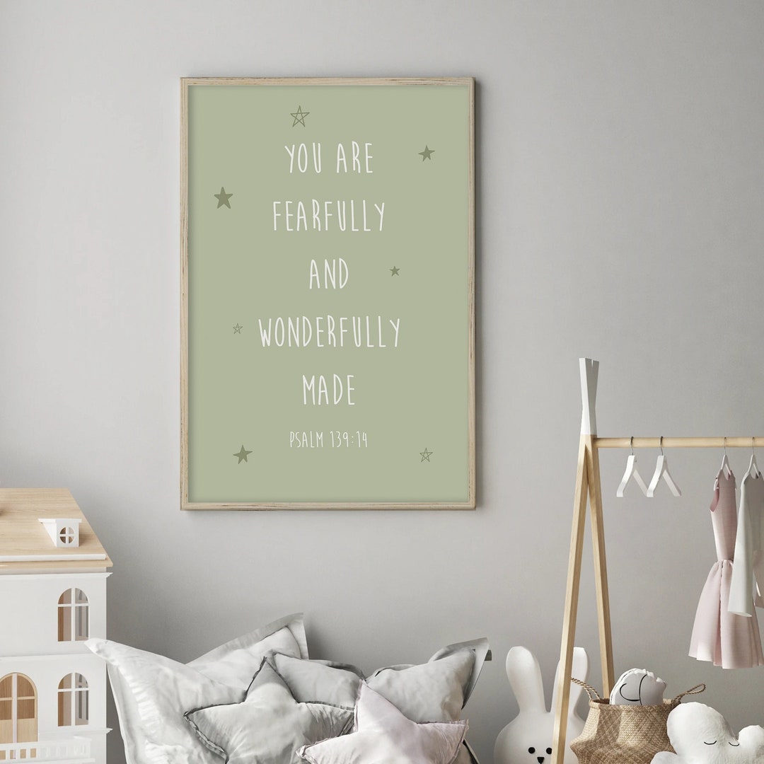 Psalm 139 Wall Art, Nursery Bible Verse Art, You Are Fearfully and ...