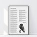 The Raven Poem Wall Art, Literary Art Print, Edgar Allan Poe Art, Book ...