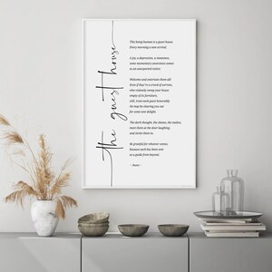 Rumi Poem Wall Art, the Guest House, Spiritual Quote Wall Art, Sufi ...