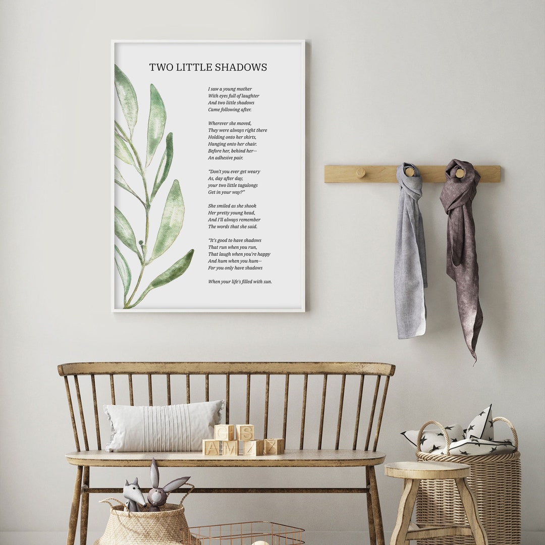 Two Little Shadows Poem Wall Art, Framed Motherhood Art, Minimalist Mothers Day Art, Poetry Art ...