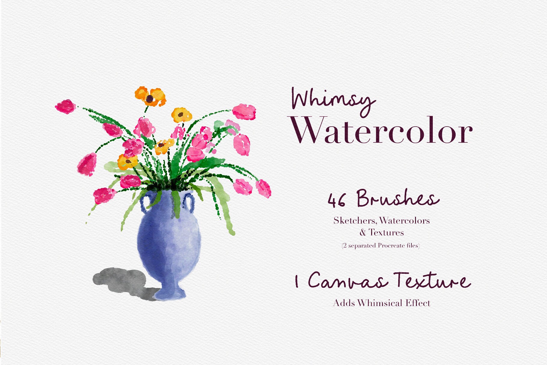 Whimsy Watercolor for Procreate, Textured Watercolor, Flowery Art, Soft ...