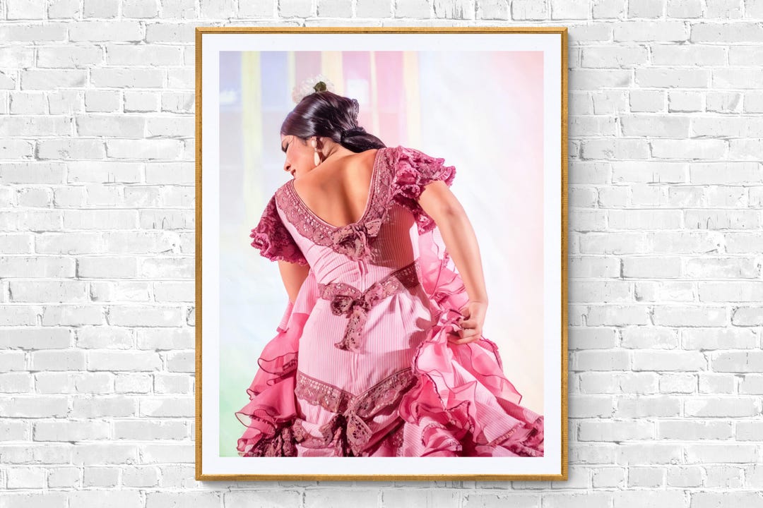 Large Format Flamenco Dancer in a Pink Dress Print | Spanish Dancer ...