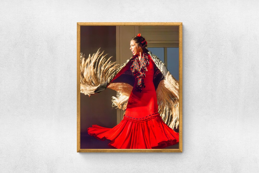 Large Format Flamenco Dancer Wall Art Print | Spanish Dancer in a Red ...