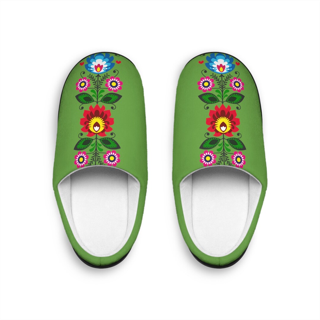 Women's Indoor Slippers. Folk Floral Pattern. - Etsy