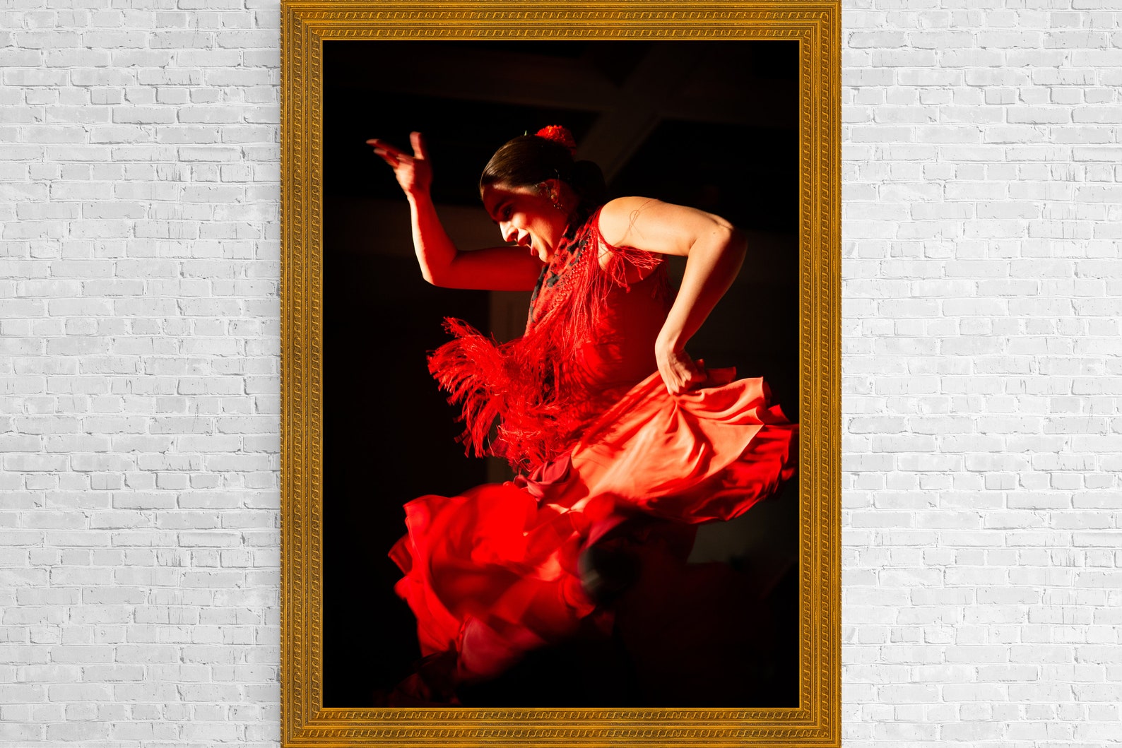 Large Format Flamenco Dancer in a Red Dress Print | Spanish Dancer ...