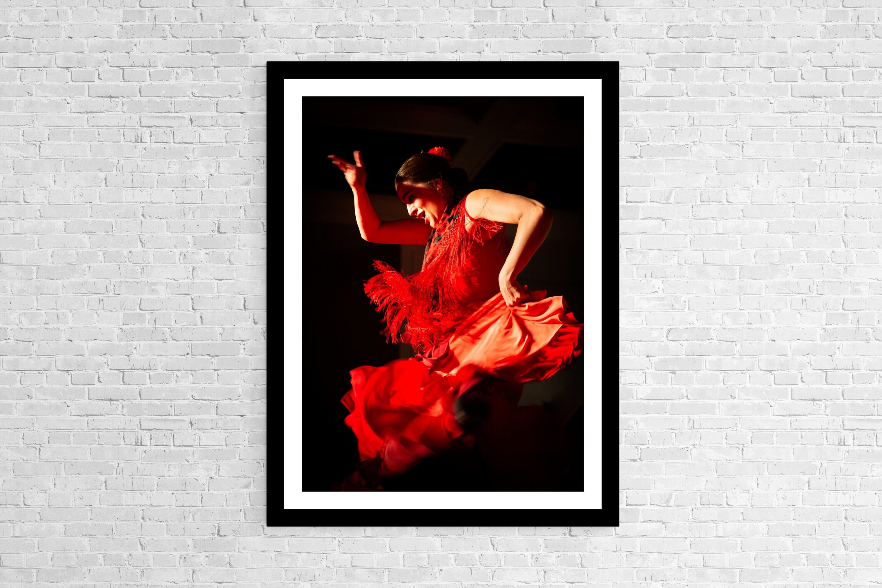 Large Format Flamenco Dancer in a Red Dress Print | Spanish Dancer ...