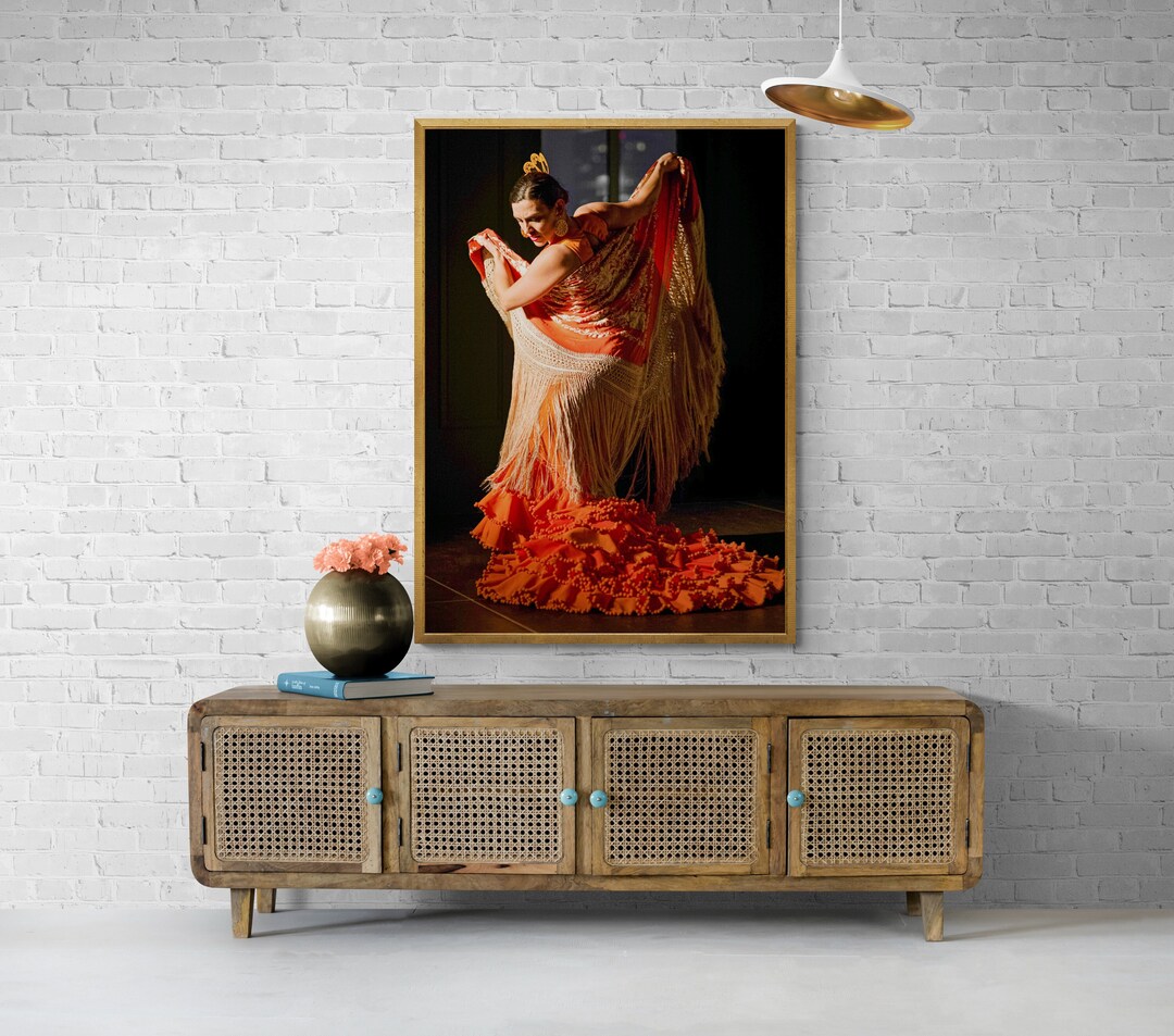 Large Format Flamenco Dancer in an Orange Dress Print With Manton Wall ...