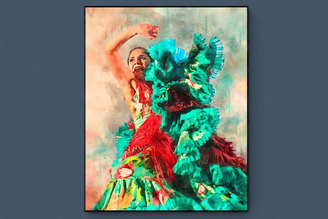 Flamenco Dancer Print Spanish Dancer Poster Watercolor Vibe Wall Art ...