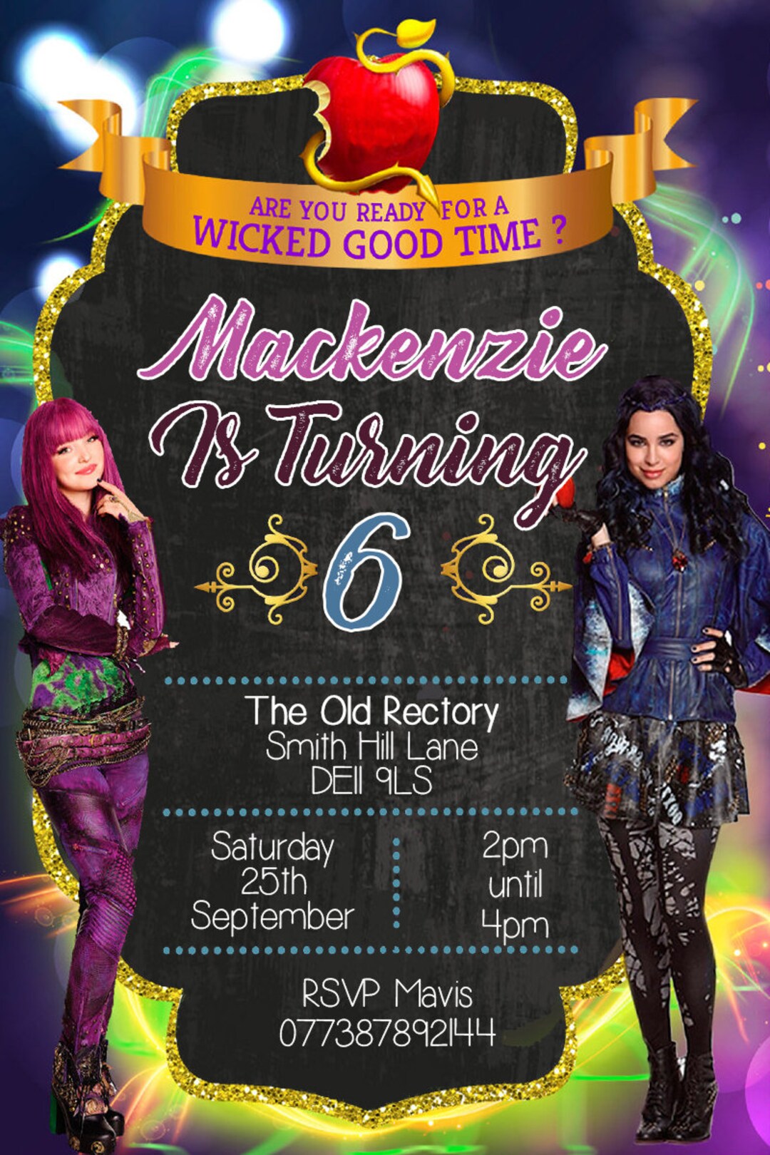 Personalised Descendants Invitation, Descendants Birthday Party ...