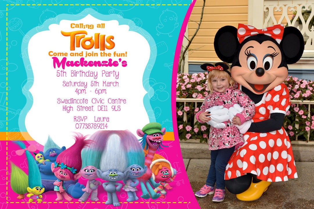 Personalised Trolls Invitation, Poppy Invitation, Trolls Birthday Party ...