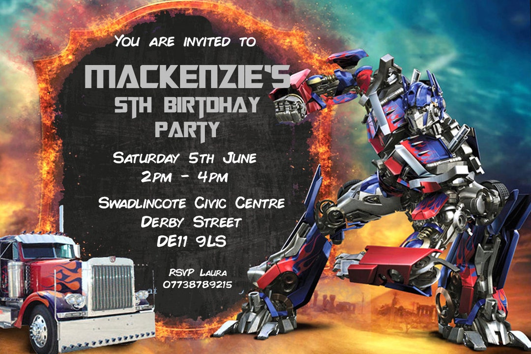 Invitación de cumpleaños de Transformers de Bots de rescate ...