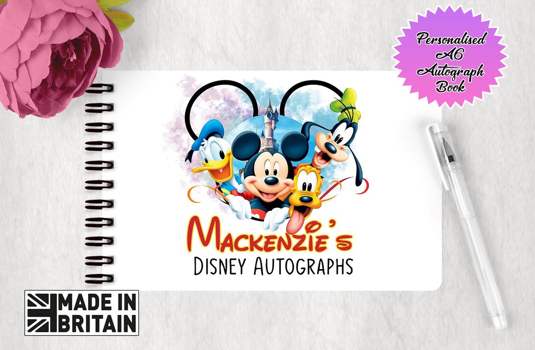 Personalised Disney Autograph Book Disney Mickey Mouse Fab 5 Edition ...