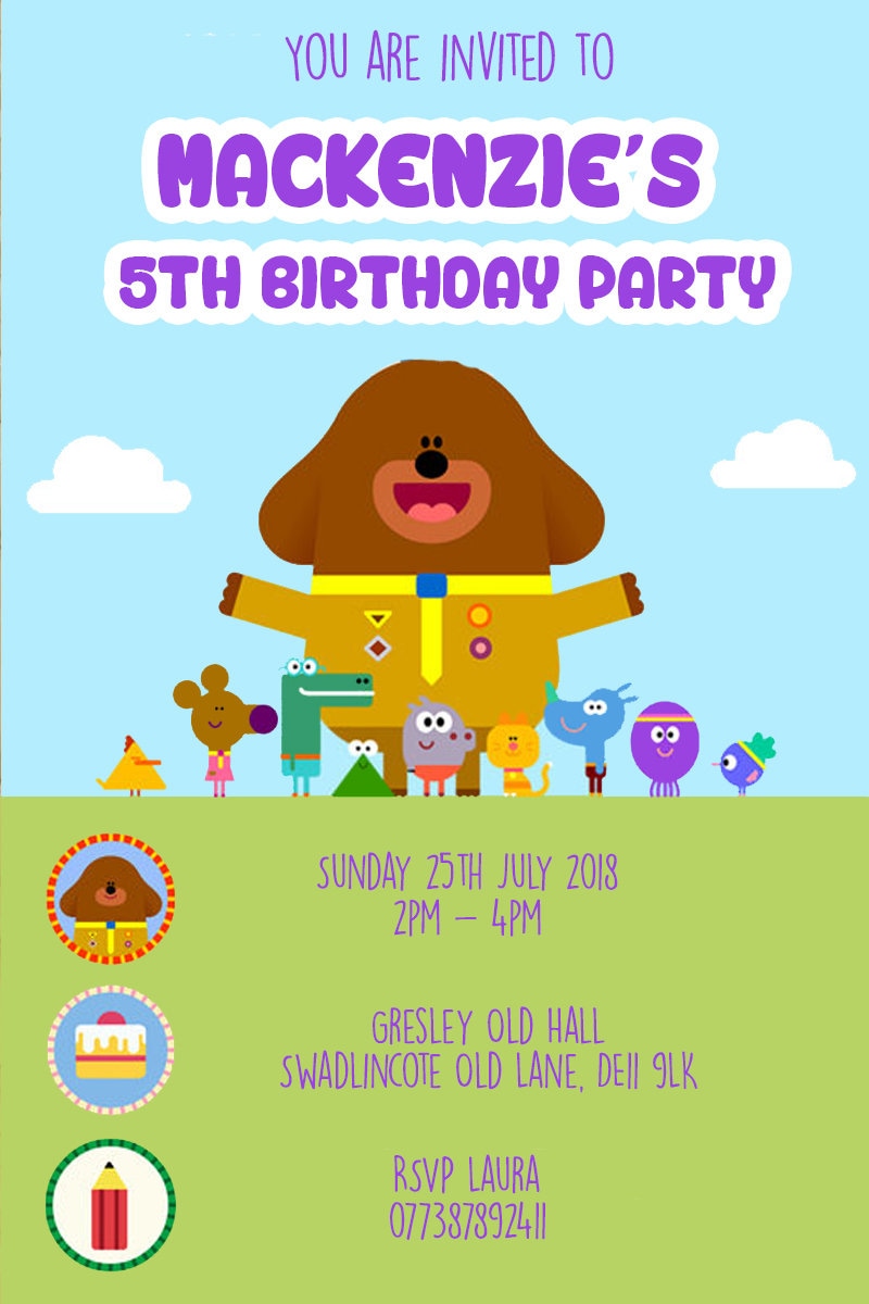 Hey Duggee Party Invite Kids Invitations Children's Party - Etsy