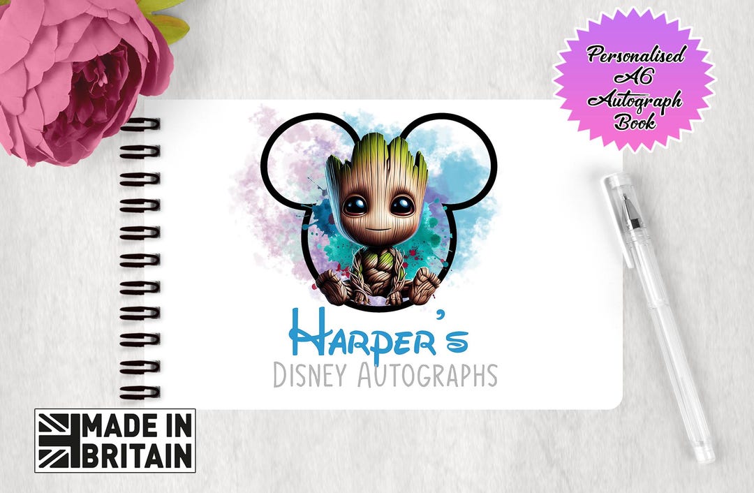 Personalised Disney Autograph Book Disney Marvel Groot Edition ...