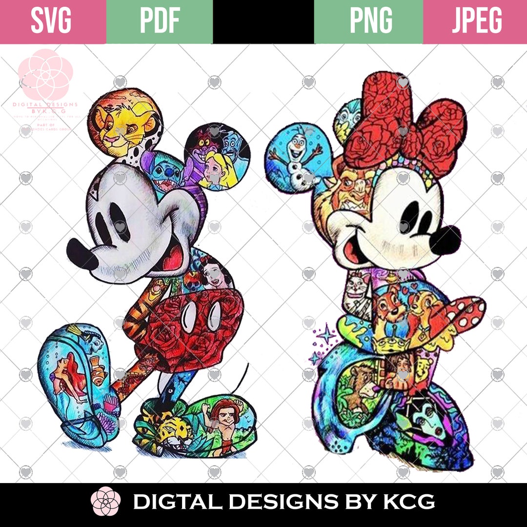 Mickey and Minnie Mouse Multi Character SVG , PNG, PDF, Instant ...