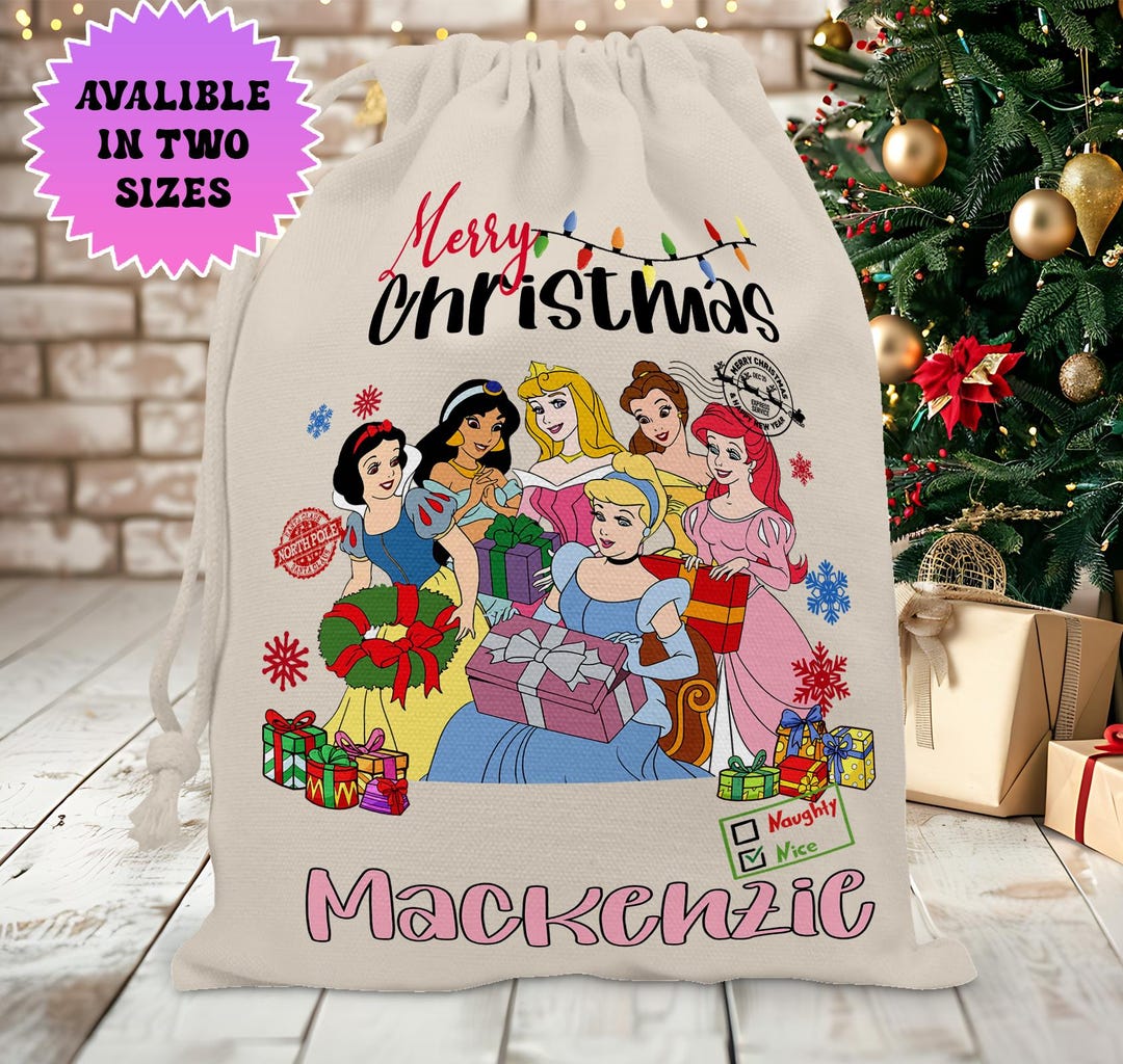 Personalised Disney Princess Santa Sack Christmas Sack Personalized ...