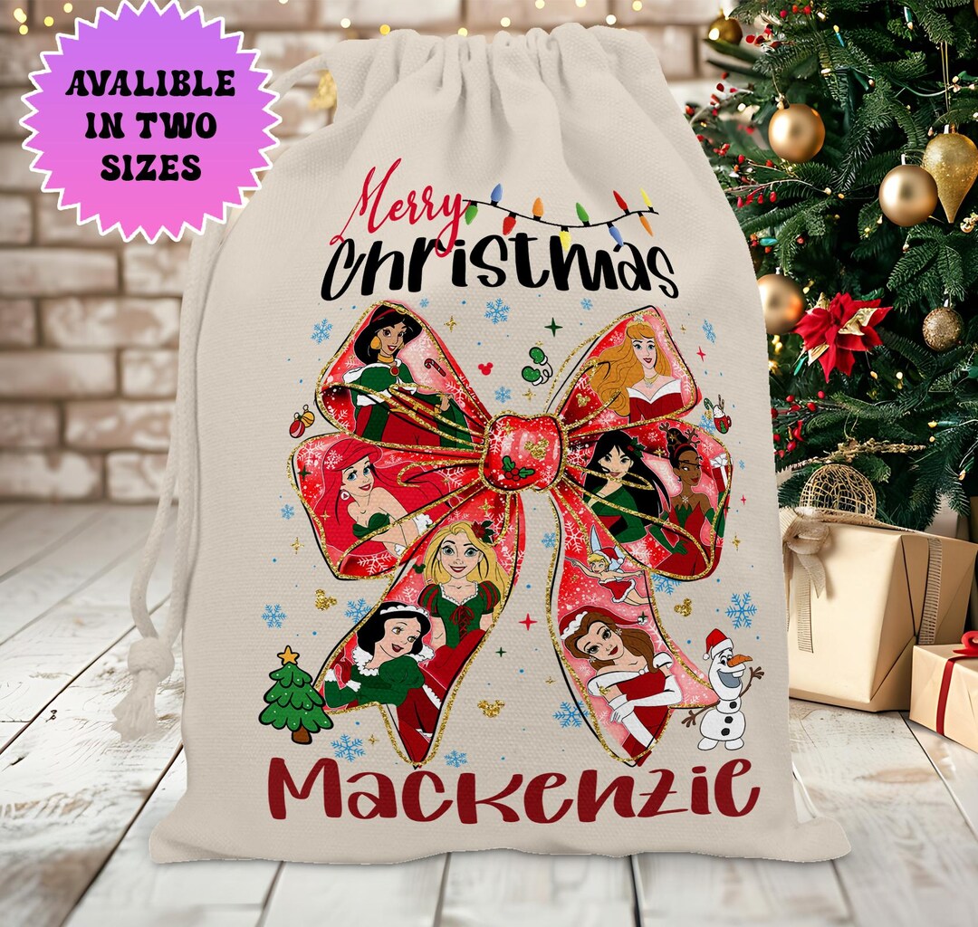 Personalised Disney Princess Santa Sack Christmas Sack Personalized ...
