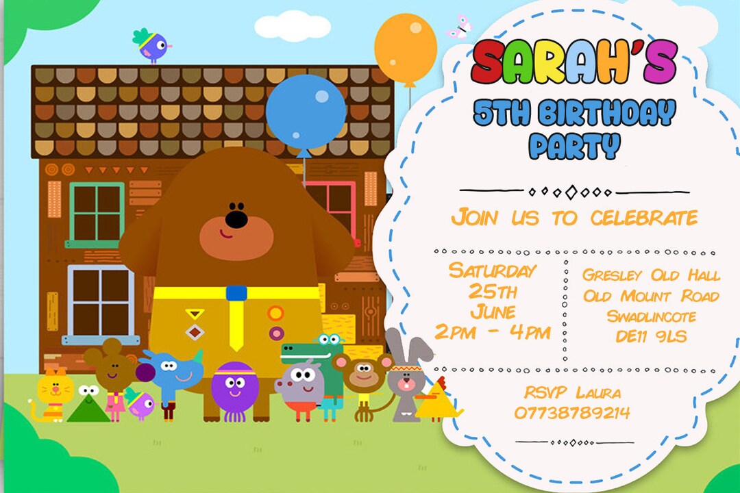 Hey Duggee Party Invite Kids Invitations Children's Party - Etsy
