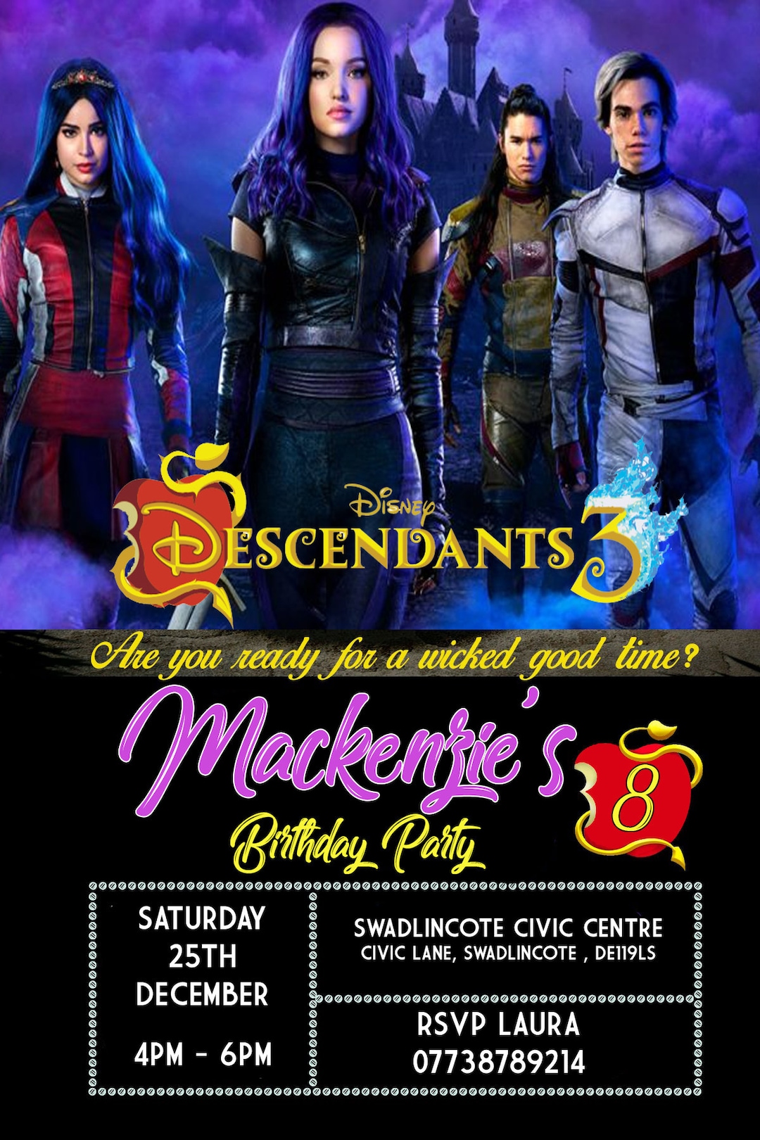 Personalised Descendants Invitation, Descendants Birthday Party ...