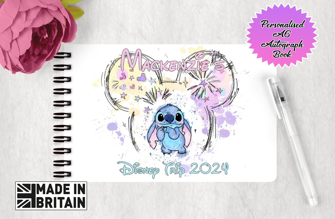 Personalised Stitch & Angel Autograph Book With Protective Covers ...