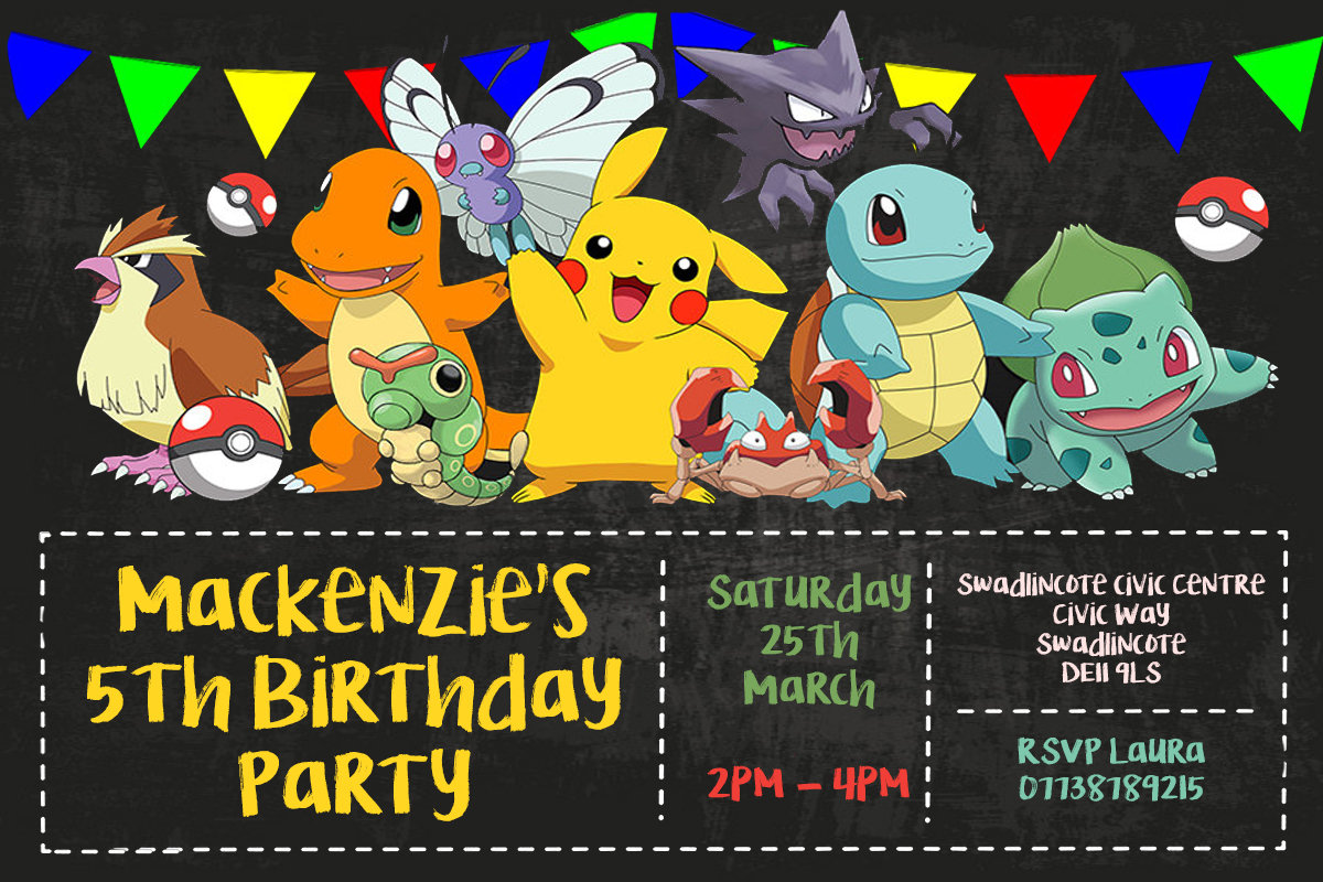 Invitación de cumpleaños Pokémon personalizada, Invitación de ...