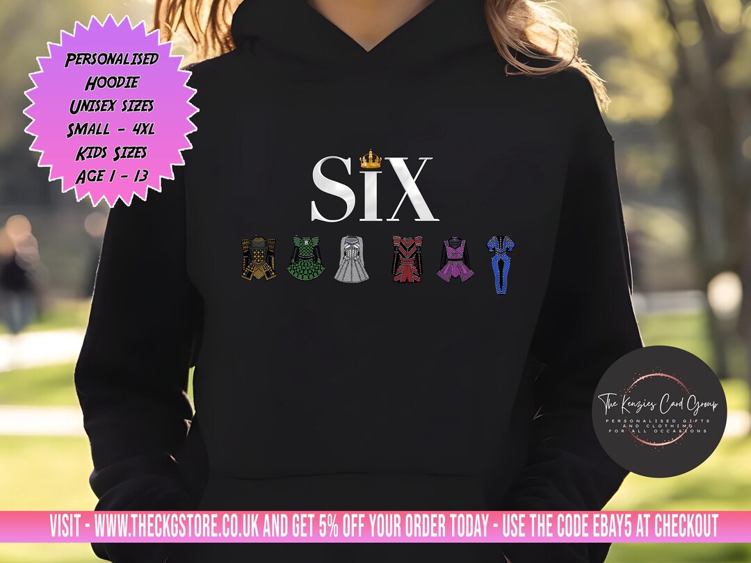 Personalised SIX Hoodie, Musical Theatre Hoodie Jumper, SIX the Musical ...