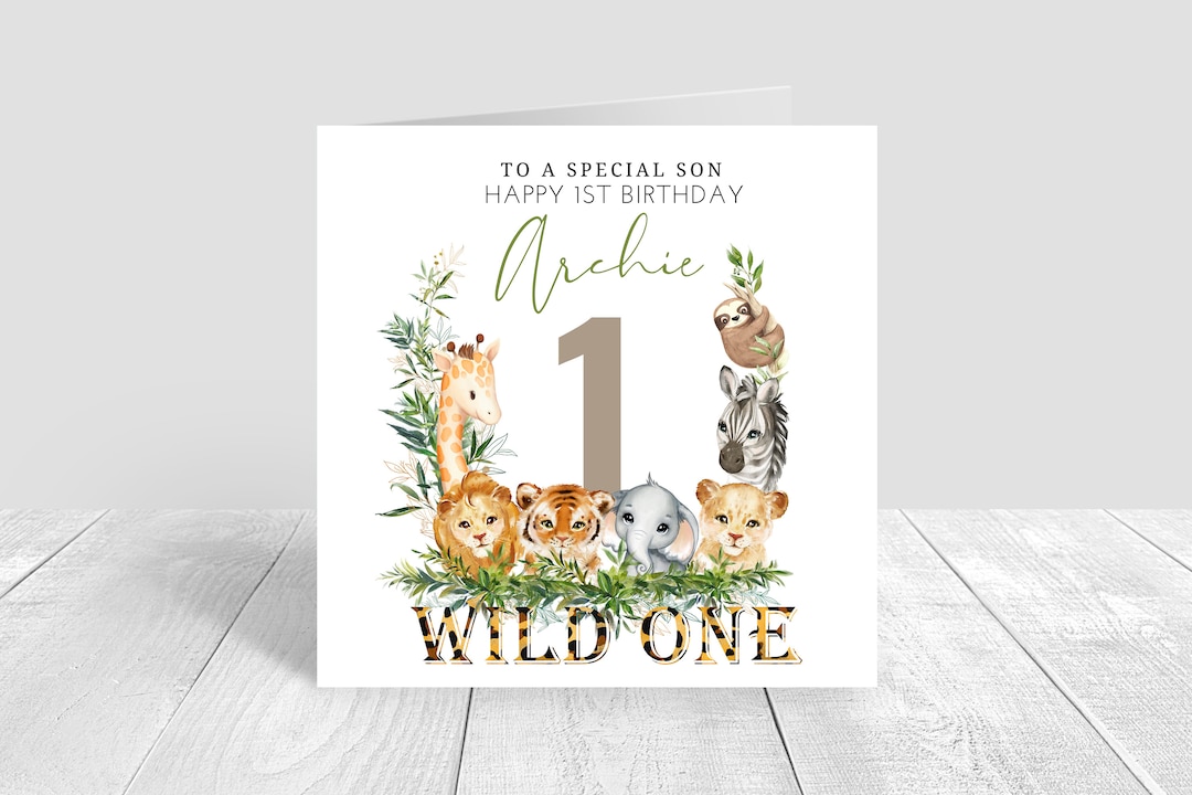 Personalised Wild One Birthday Card, 1st Birthday, First Safari ...