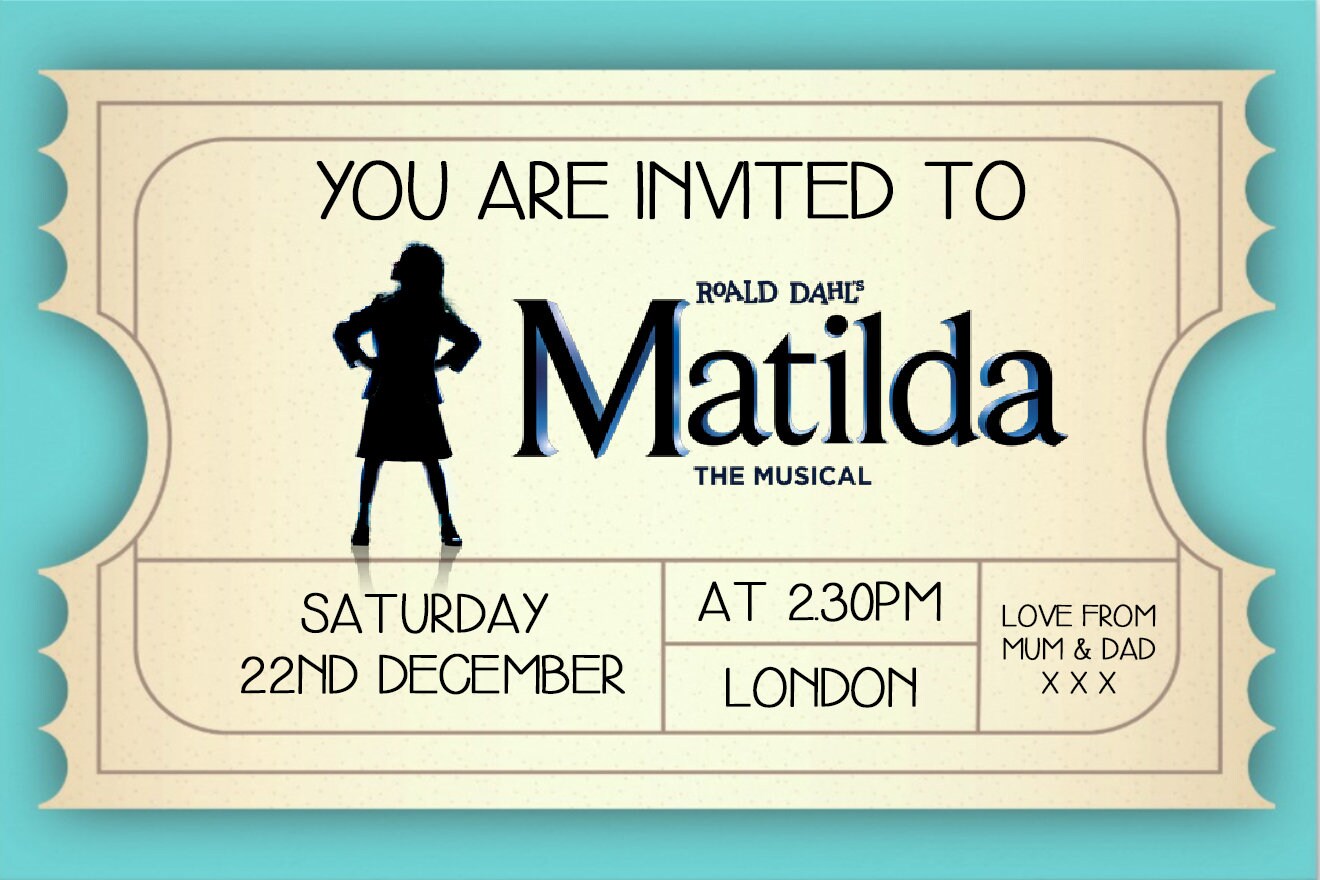 Personalised Matilda West End Ticket, Personalised Event Musicals ...