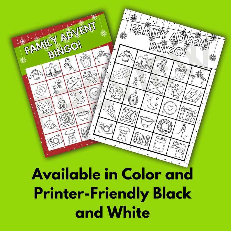 Family Advent Bingo *INSTANT DOWNLOAD* *PRINTABLE* - Etsy