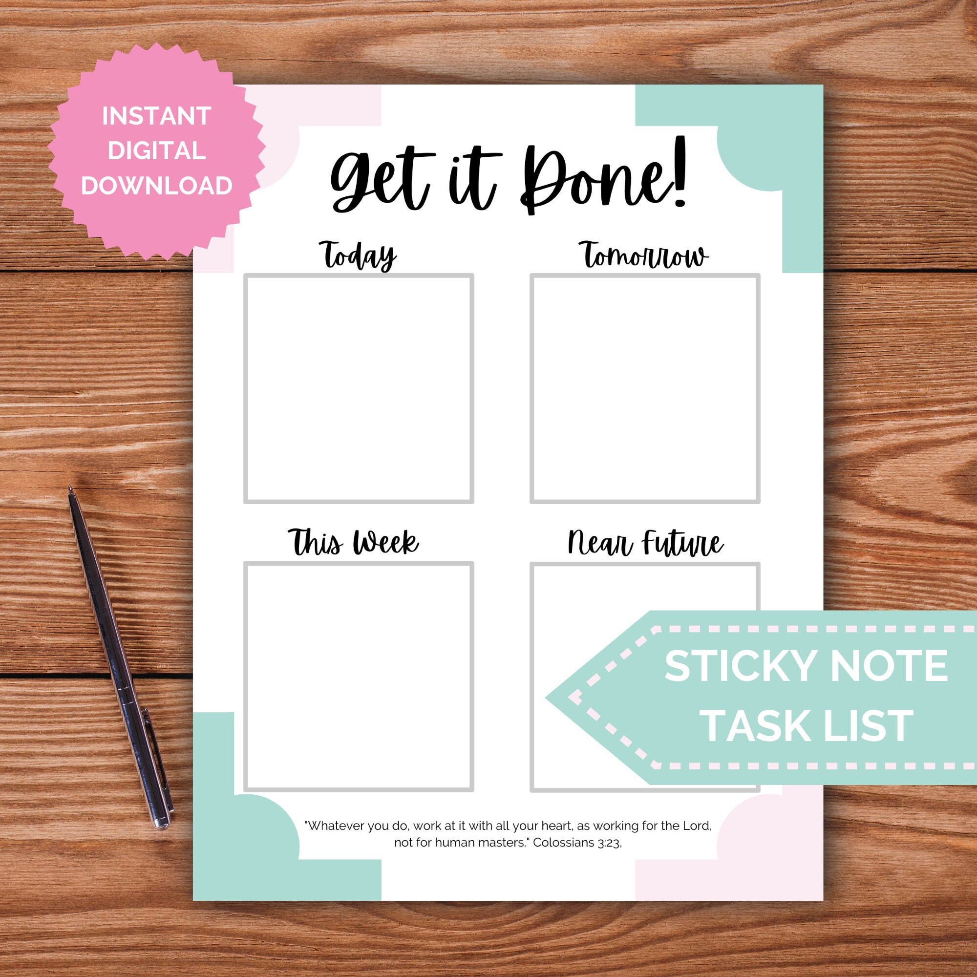 Sticky Note to Do List Printable Task List Instant Digital Download - Etsy