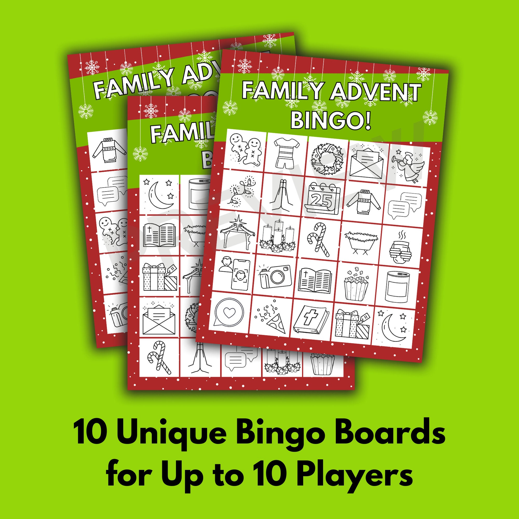 Family Advent Bingo *INSTANT DOWNLOAD* *PRINTABLE* - Etsy
