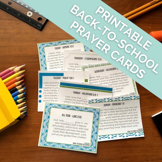 Printable Back to School Prayer Cards Instant Download | Etsy