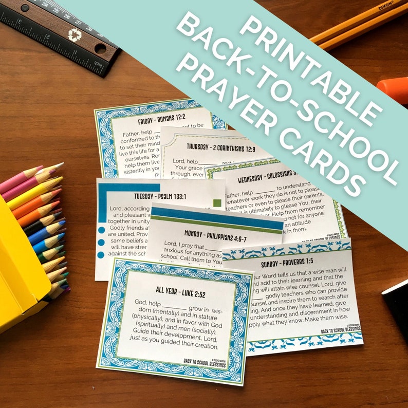 Printable Back to School Prayer Cards - Instant Download - Etsy