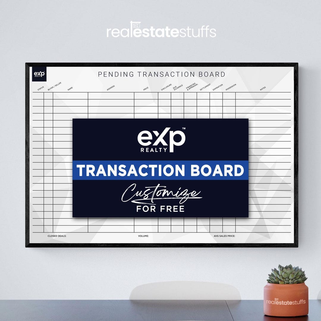 Exp Real Estate Agent Transaction Pipeline Poster Print Dry Erase Board ...