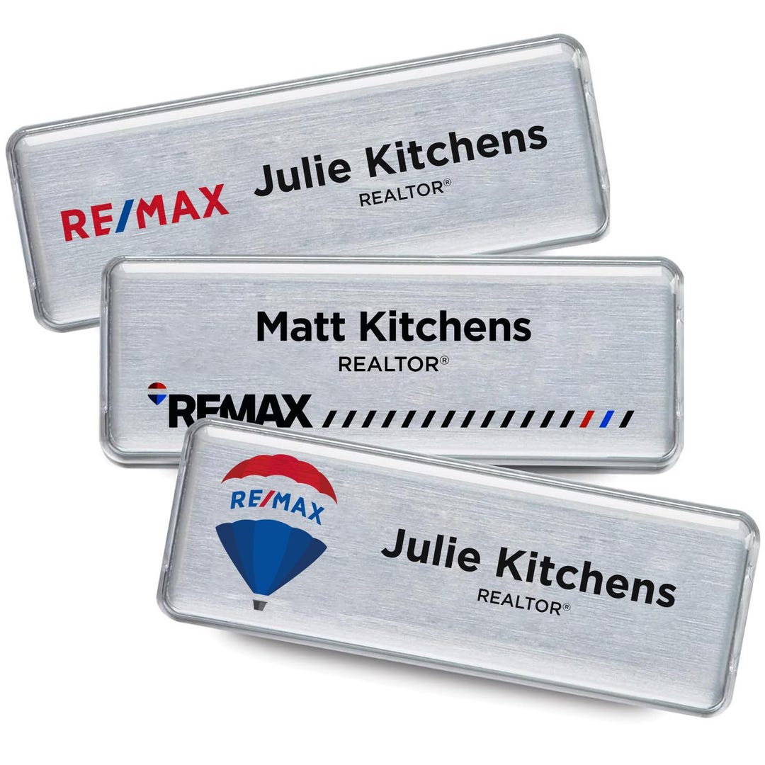 Customized Remax Realtor Name Tag for Agents in Brushed Silver or White ...