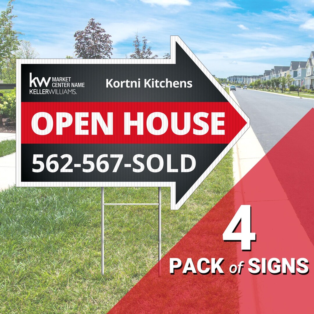 Keller Williams OPEN HOUSE Arrow Directional Yard Sign - Etsy