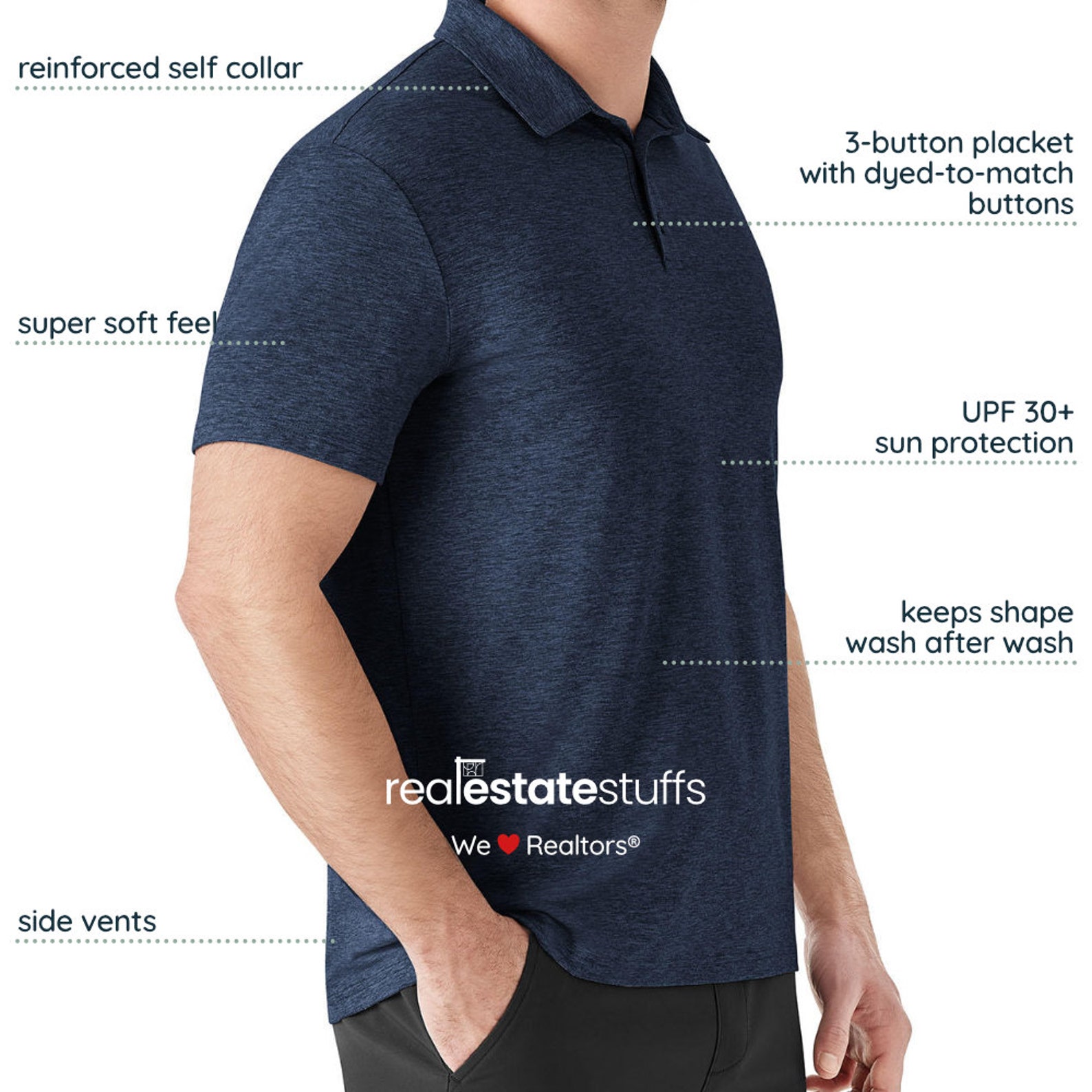 REAL Brokerage Men's Favorite Super Soft Polo for Agents Realtors ...